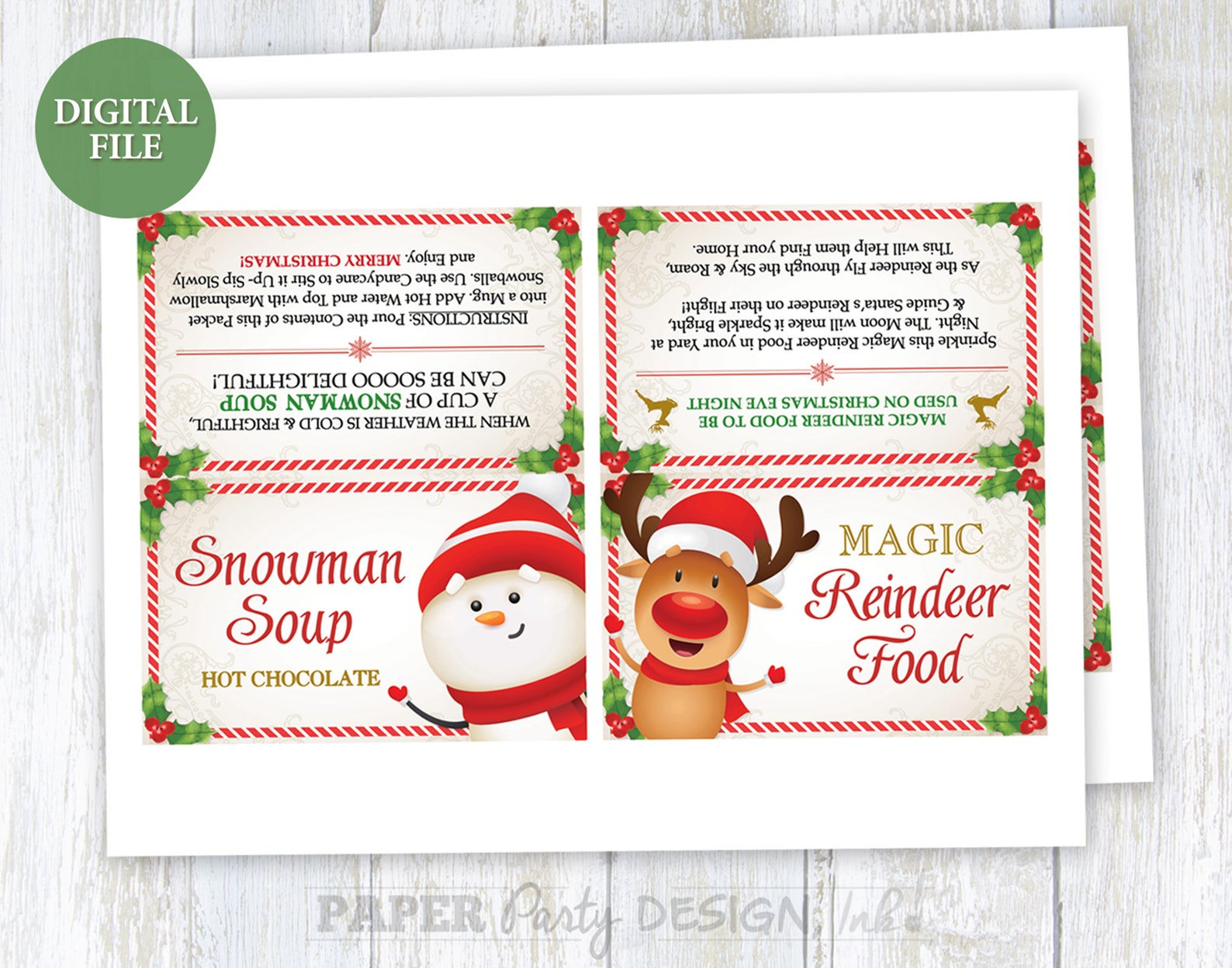 Printable Snowman Soup Reindeer Food and Christmas Play Dough | Etsy