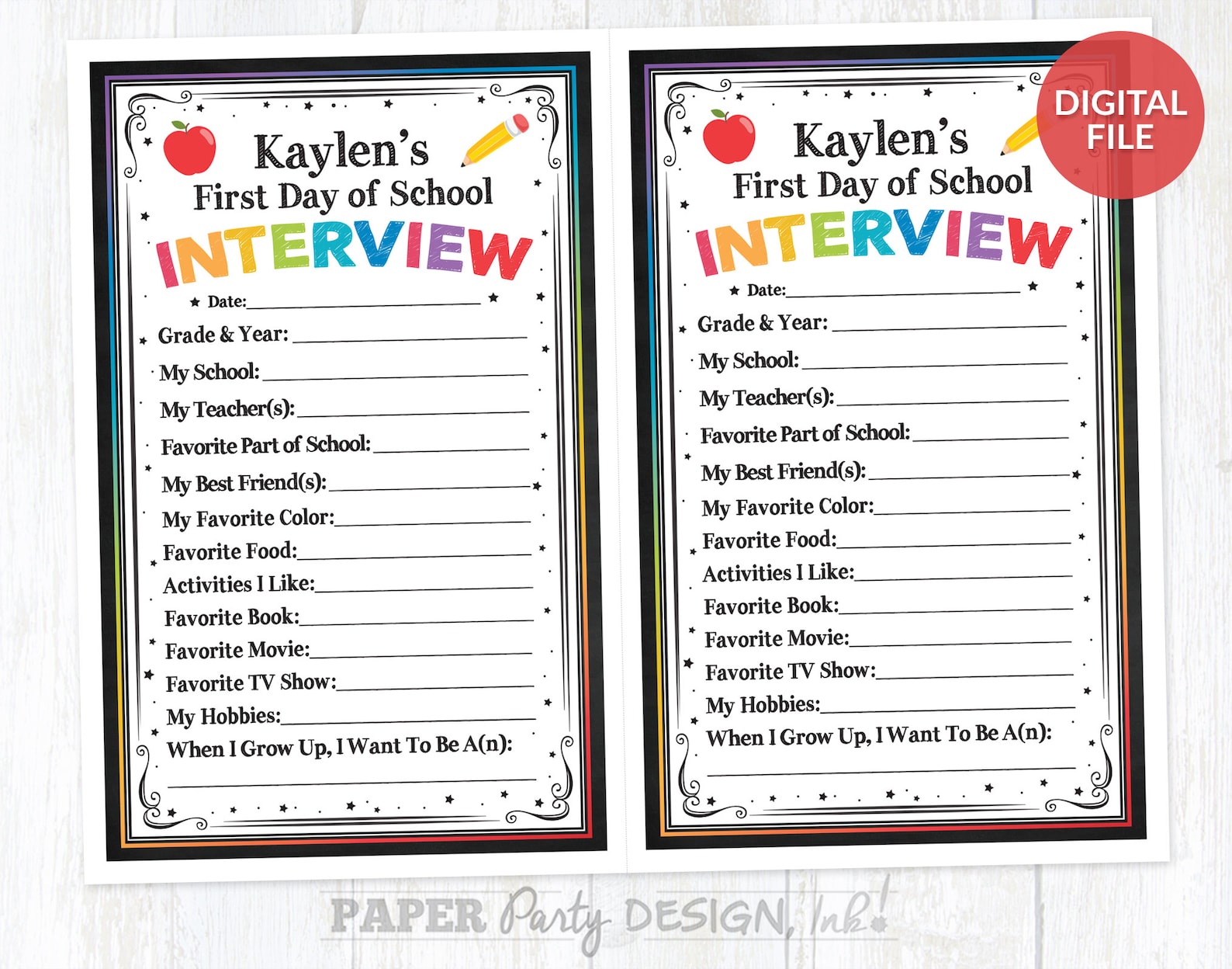 Set of 3 Names Personalized School Memory Box Printable Kit | Etsy