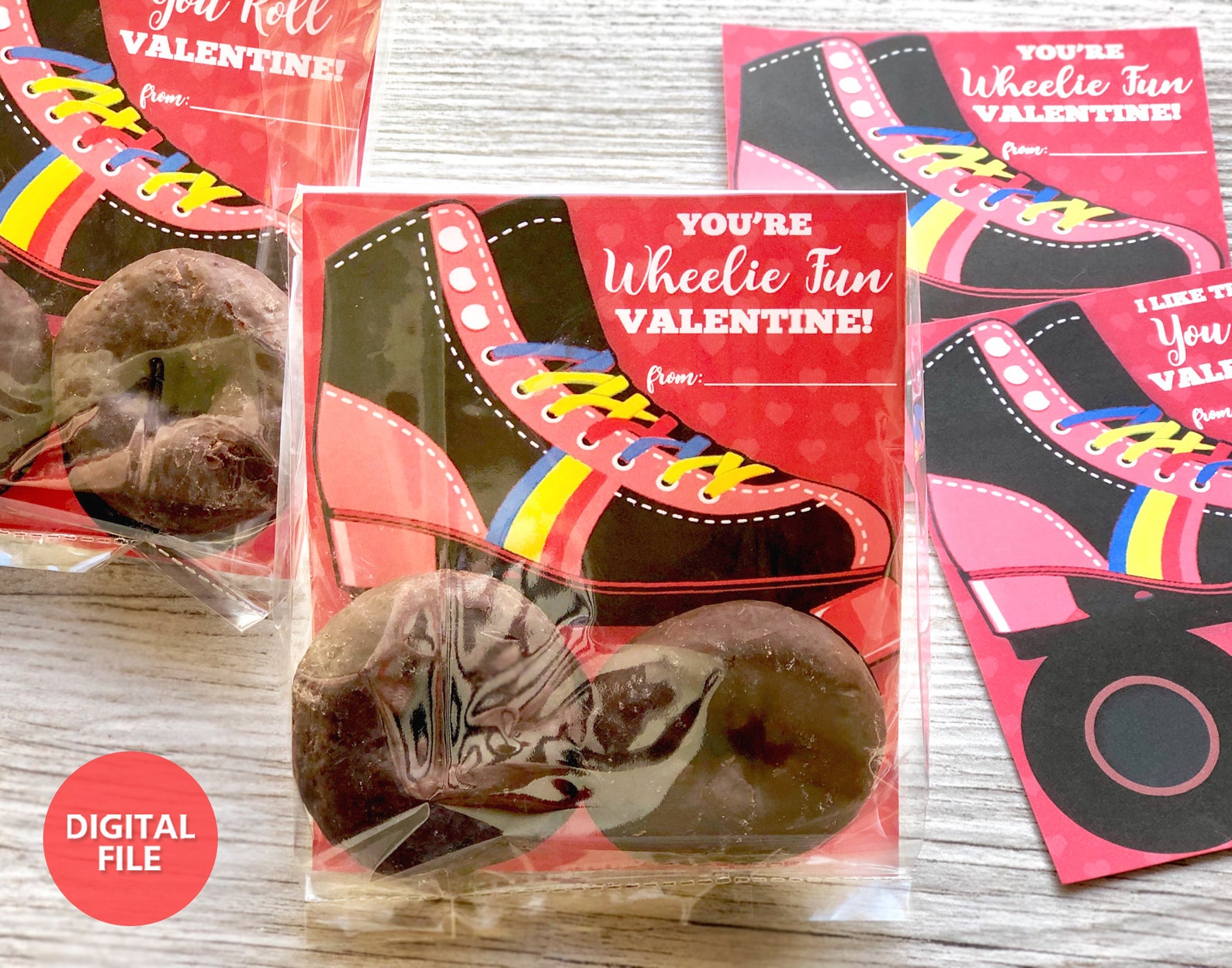 Valentine Roller Skate Donut Cards Skate Printable Valentine - Etsy
