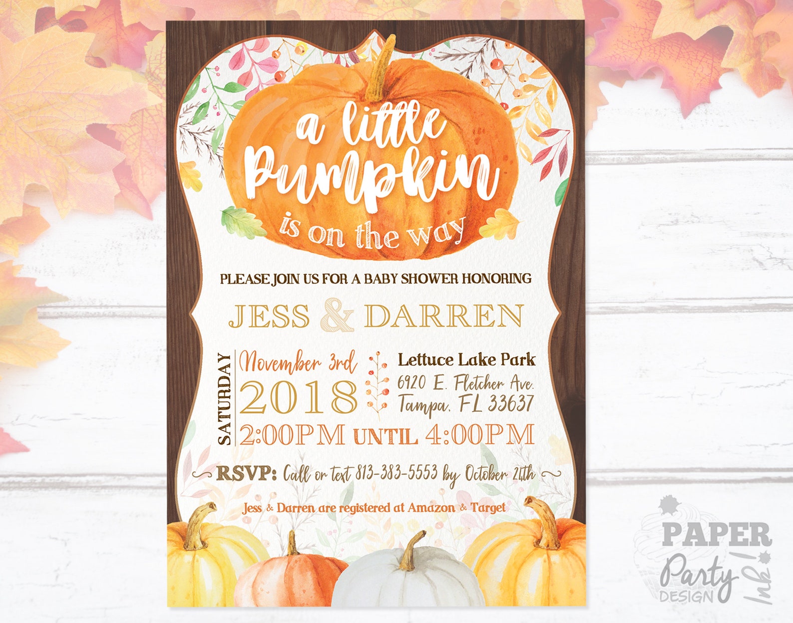 Little Pumpkin Baby Shower Invitation 5 X 7 - Etsy