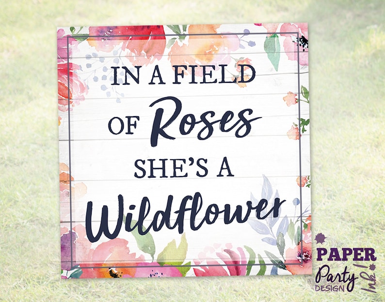 Wildflower Wall Art Printable Sign 12 X 12 in a - Etsy