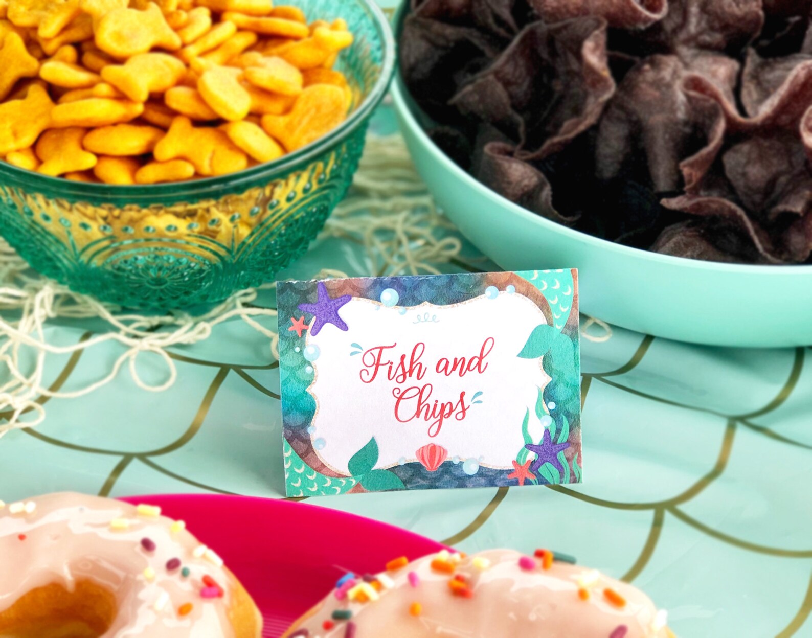 Mermaid Birthday Food Table Tent Set of 12, Mermaid Party Printable ...