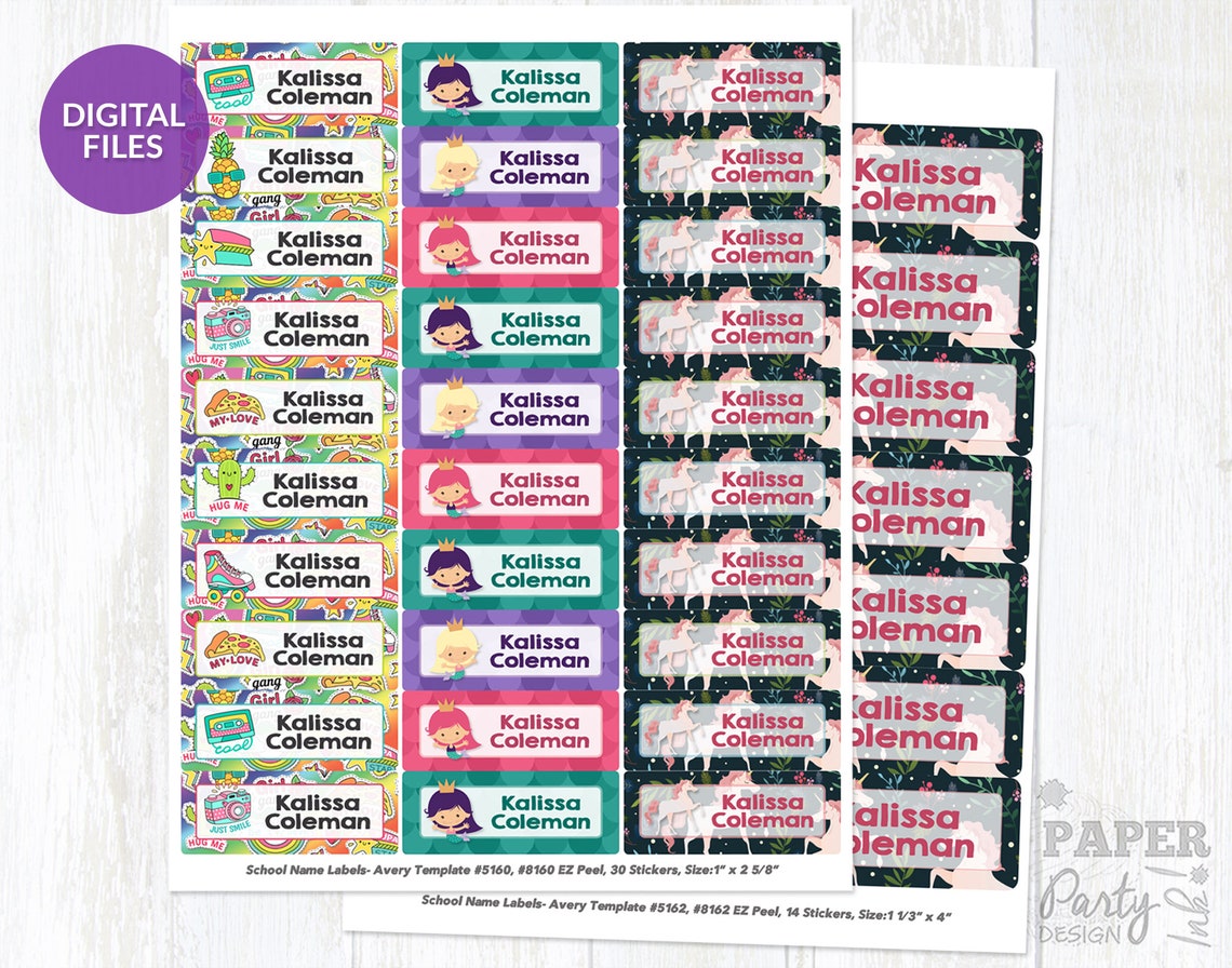Printable Name Labels for School Personalized Name Stickers | Etsy