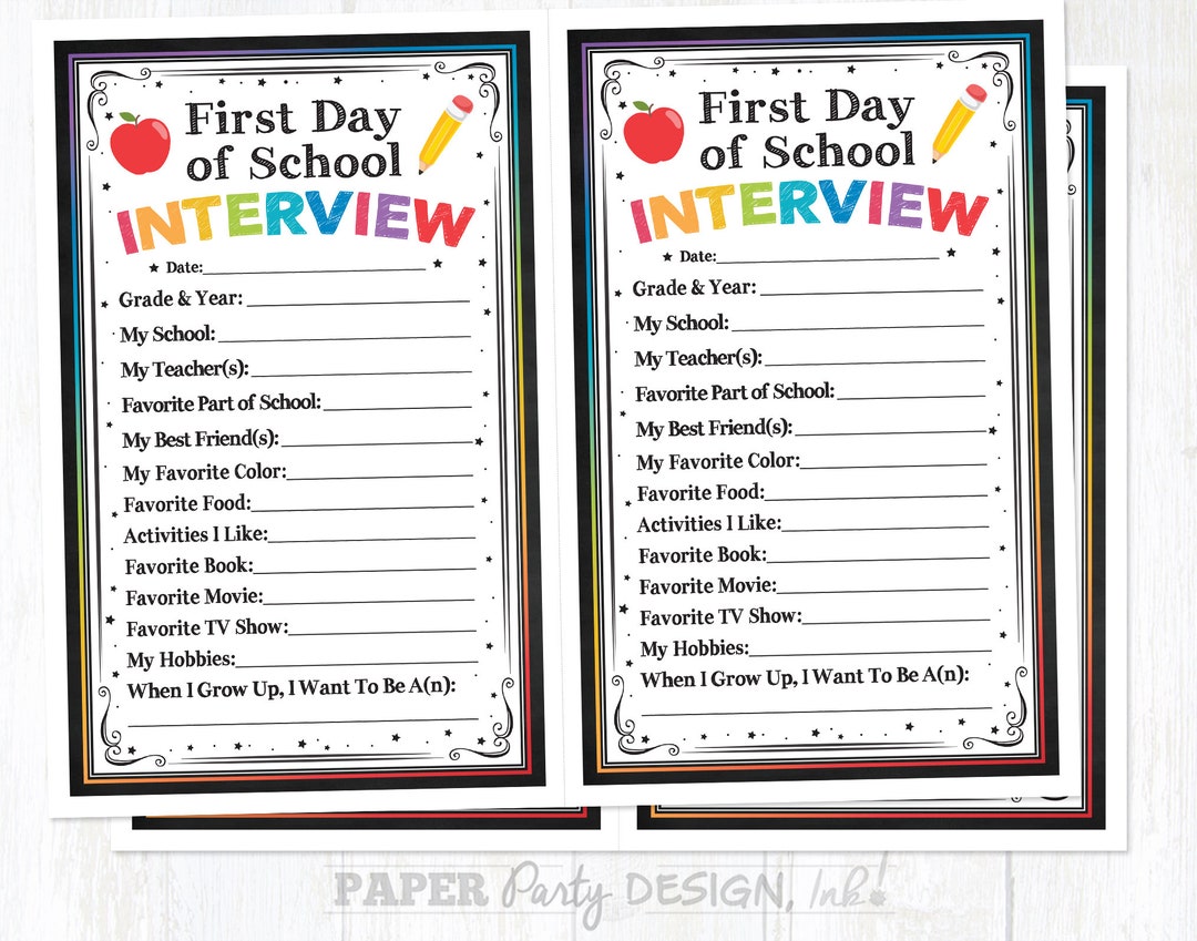 Printable Generic Interview Sheets for the School Memory Box Kit, DIY ...