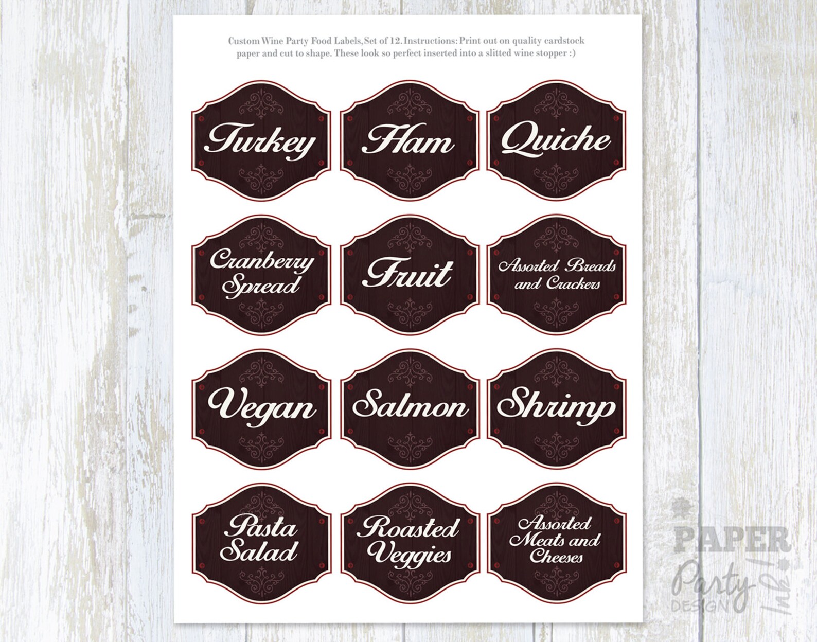 Wine Party Food Labels, Aged to Perfection Food Labels Printable, Wine ...