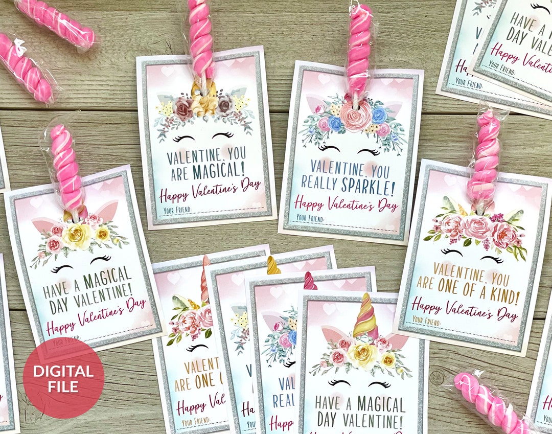 Printable Valentine's Day Unicorn Cards, Unicorn Valentines for Kids ...