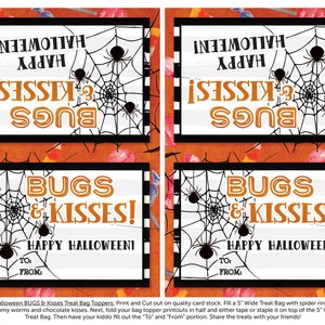 Halloween Bugs & Kisses Printable Treat Bag Topper, Classroom Treat Bag ...
