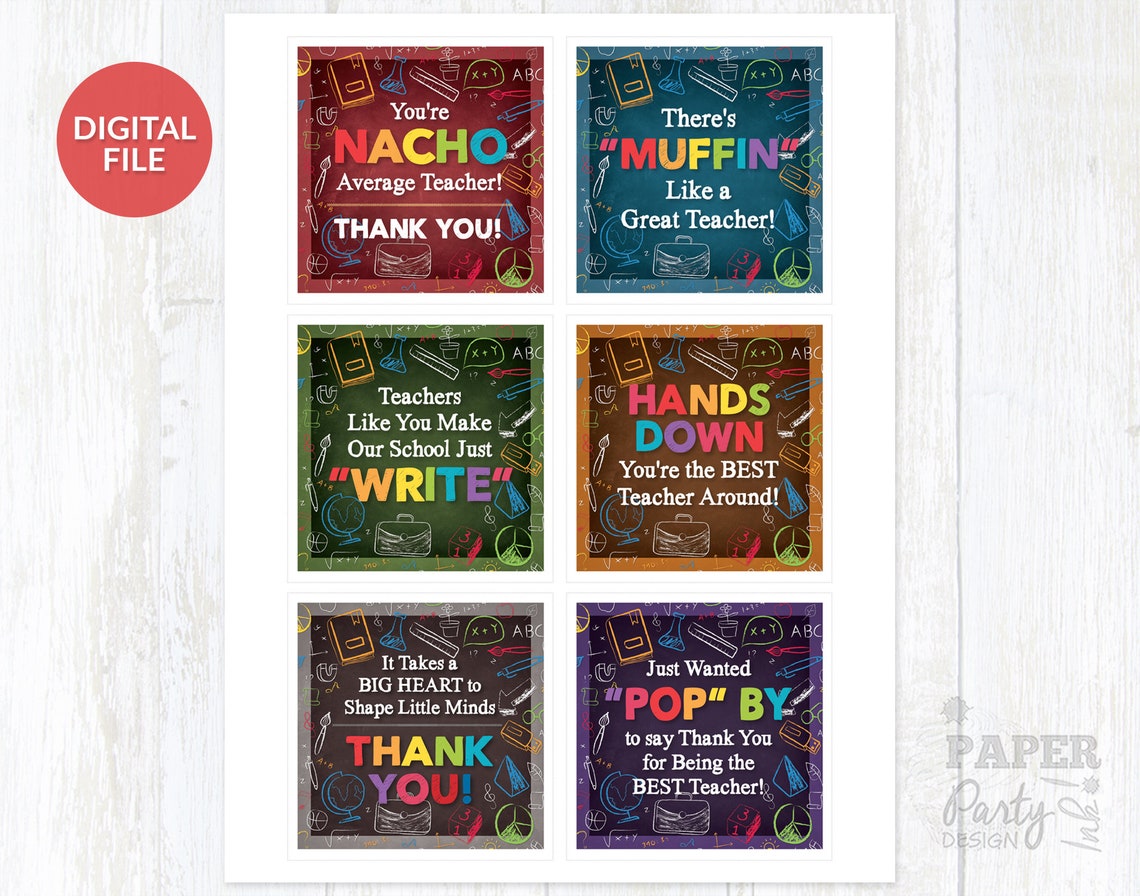 Teacher Appreciation E-learning Note and Tag Set Printables | Etsy