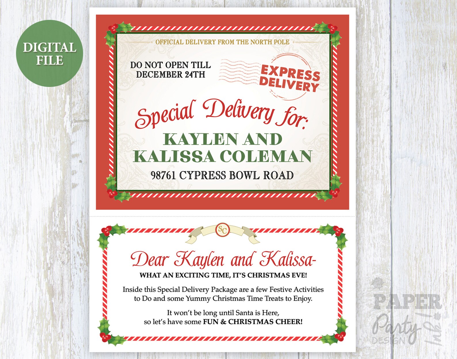 Personalized Christmas Eve Box Printable DIY Kit, Digital Christmas Eve ...