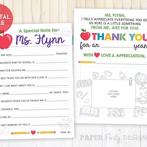 Teacher Appreciation Thank You Note, Teacher Appreciation Printable Mad ...