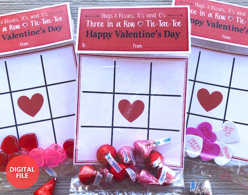 Printable Valentine's Day Tic Tac Toe Cards, Valentine Tic Tac Toe Card ...