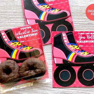 Valentine Roller Skate Donut Cards, Skate Printable Valentine Cards for ...