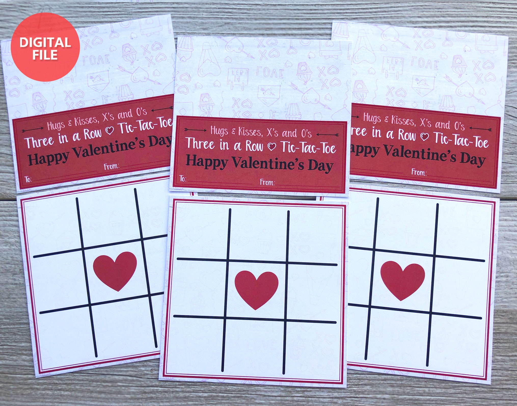 Printable Valentine's Day Tic Tac Toe Cards, Valentine Tic Tac Toe Card ...