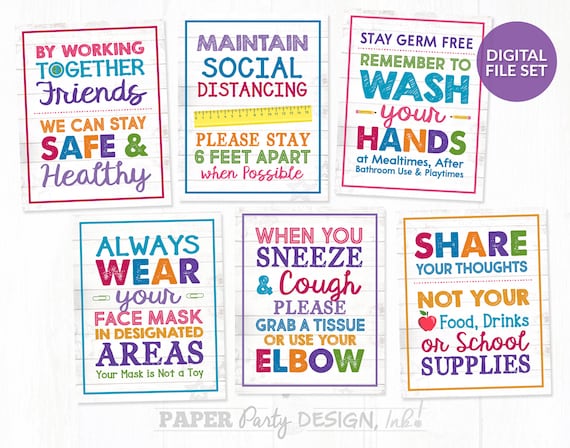 Printable Classroom Safety Signs Set of 6 Size 8 X | Etsy India