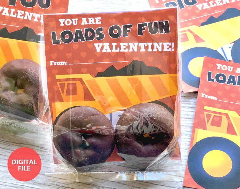 Valentine Construction Truck Donut Cards Dump Truck Printable | Etsy