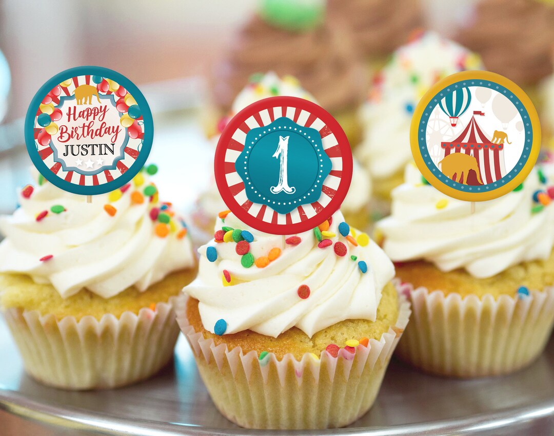 Carnival Birthday Party Cupcake Toppers, Circus Party Toppers, Carnival ...