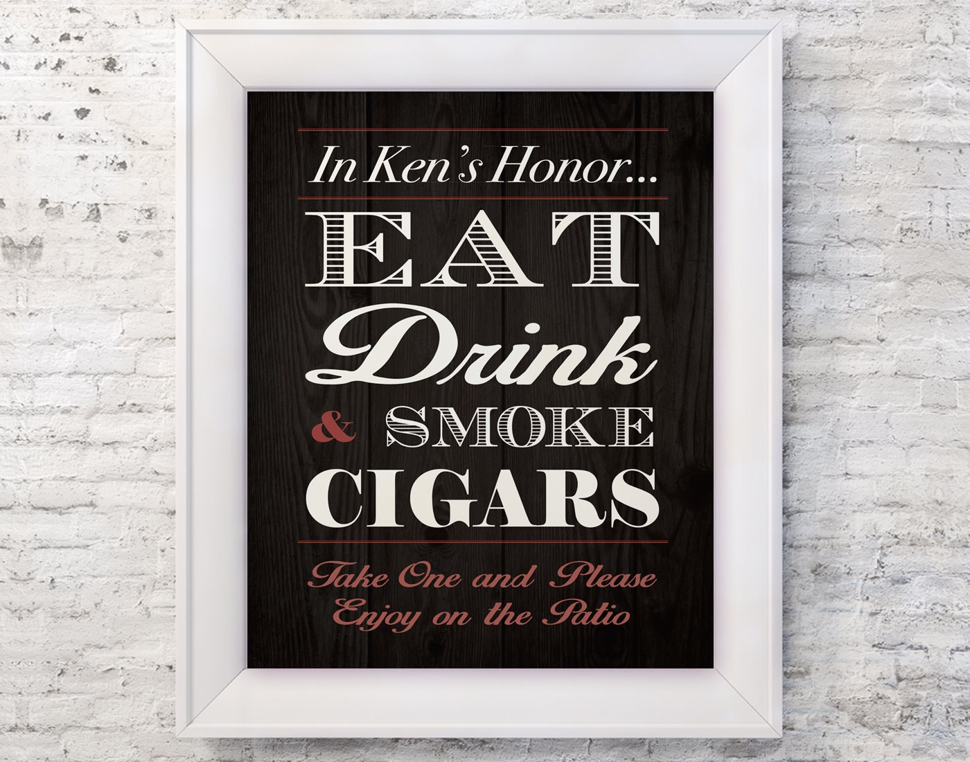 Cigar Bar Custom Sign, 8 X 10 Digital Cigar Bar Sign, Personalized ...