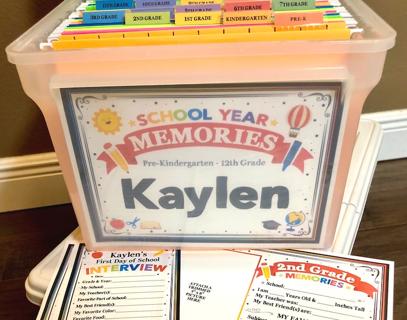 Set of 7 Names Personalized School Memory Box Printable Kits - Etsy