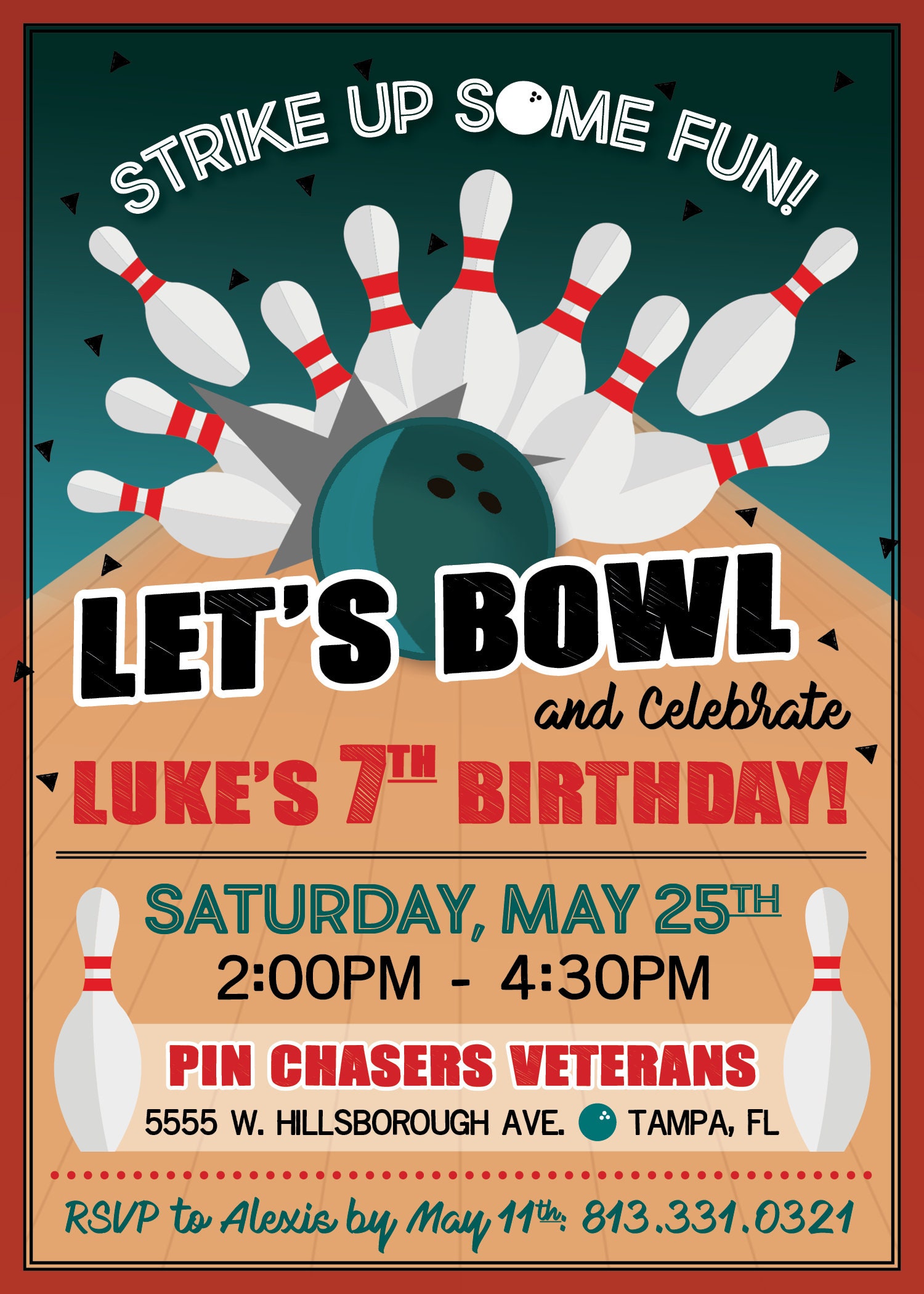 Bowling Birthday Party Invitation Bowling Birthday | Etsy