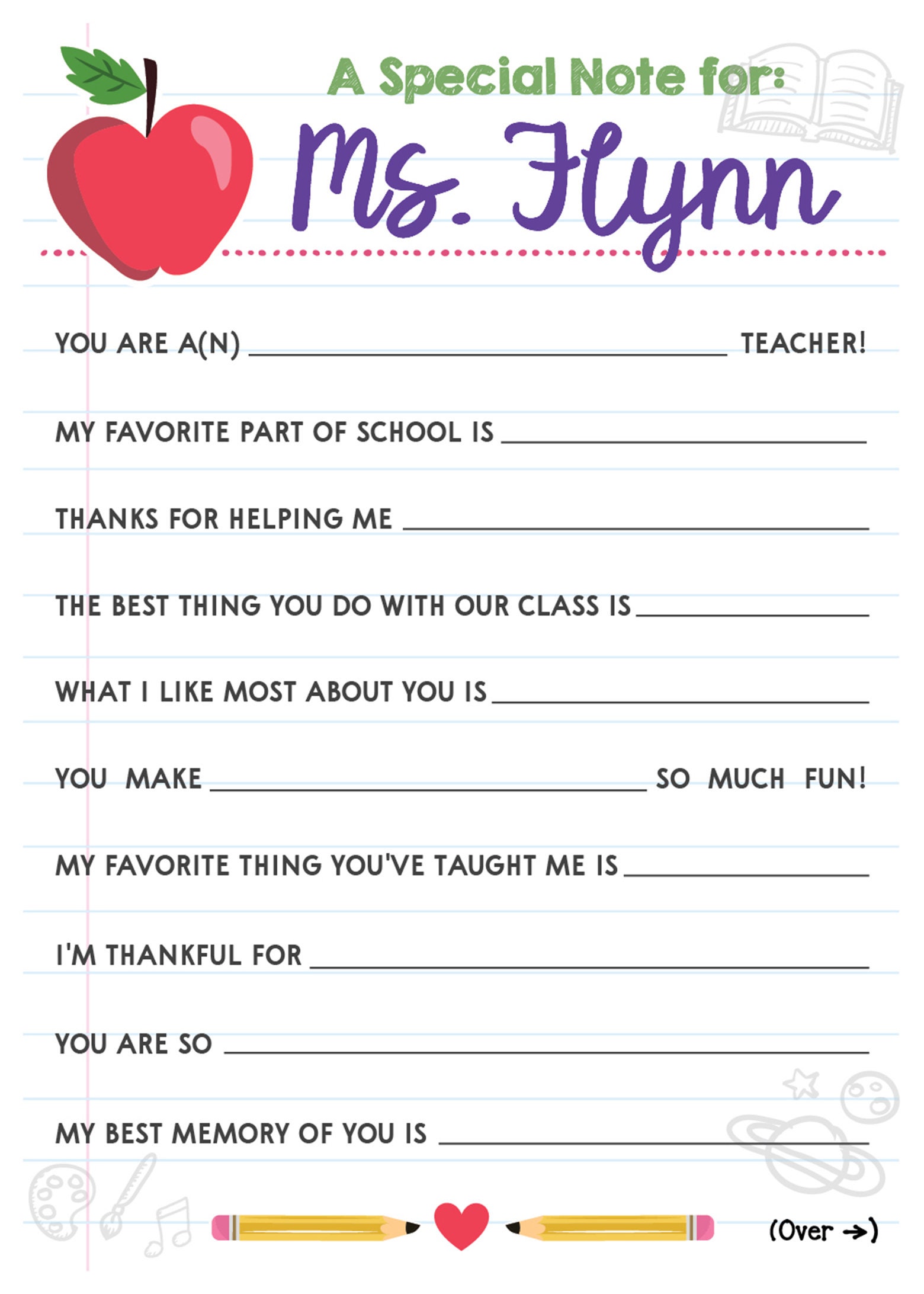 Teacher Appreciation Thank You Note Teacher Appreciation - Etsy