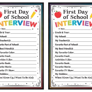 Printable Generic Interview Sheets for the School Memory Box Kit, DIY ...