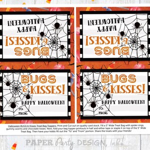 Halloween Bugs & Kisses Printable Treat Bag Topper, Classroom Treat Bag ...