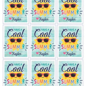 Digital Have a Cool Summer Tags, Summer Favor Tags for School ...