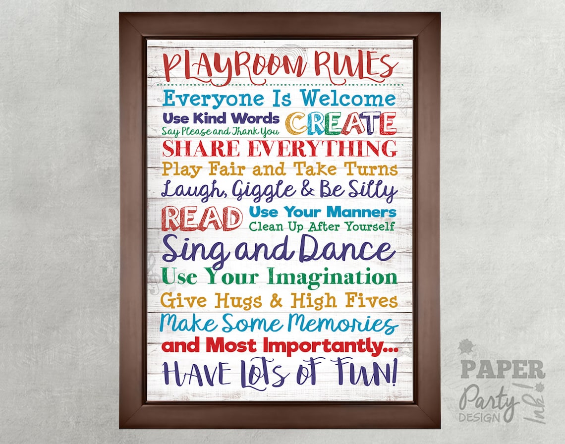 Playroom Rules Poster 24 X 36 Playroom Rules | Etsy