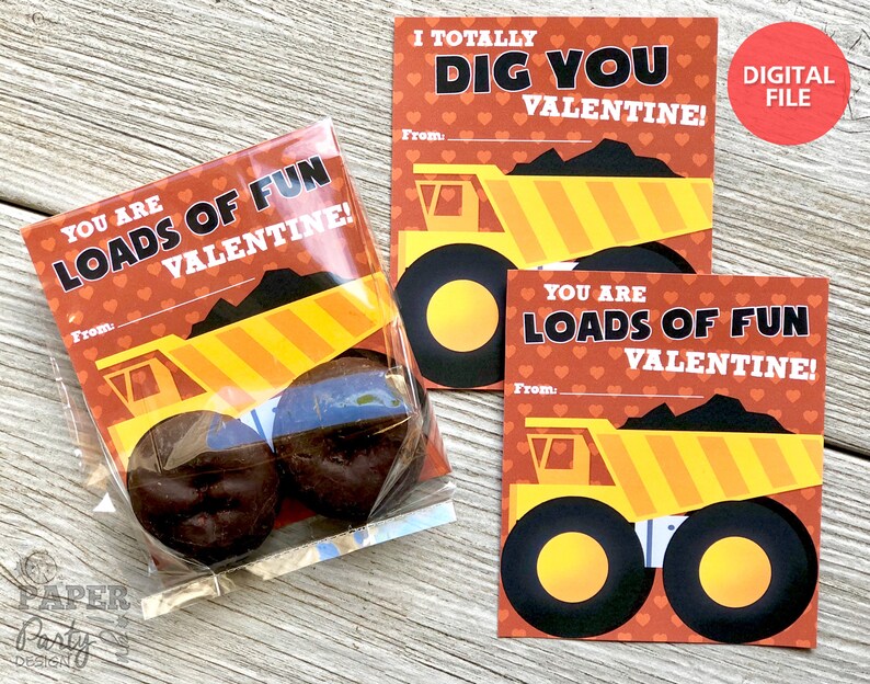 Valentine Construction Truck Donut Cards Dump Truck Printable | Etsy