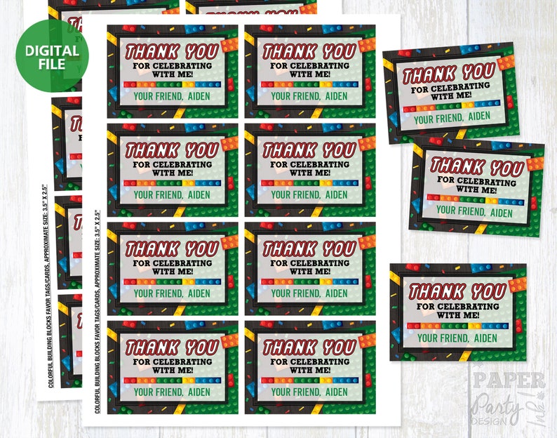 Printable Building Blocks Birthday Party Favor Tags Block - Etsy
