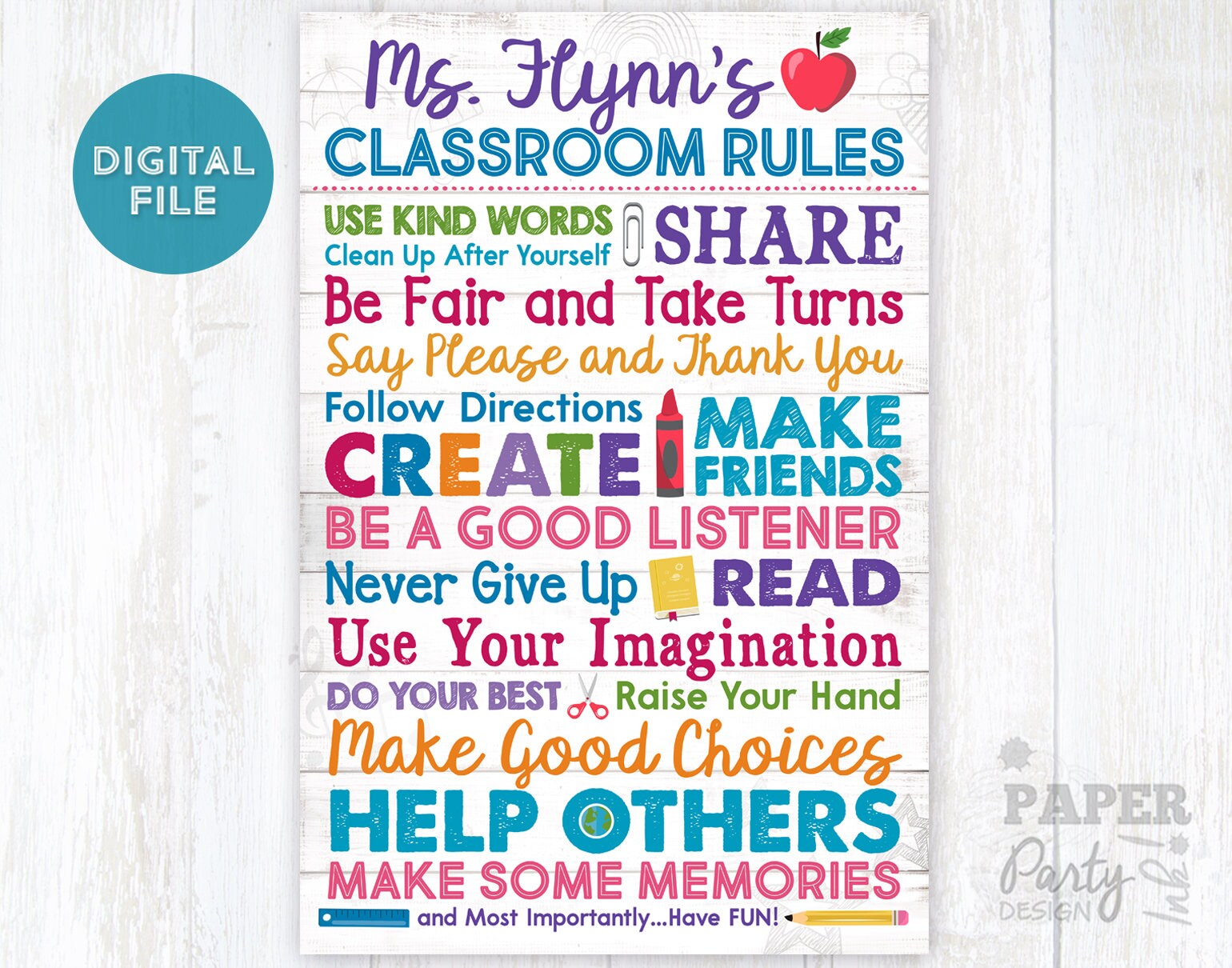 Classroom Rules Digital Poster 12 x 18 Classroom | Etsy