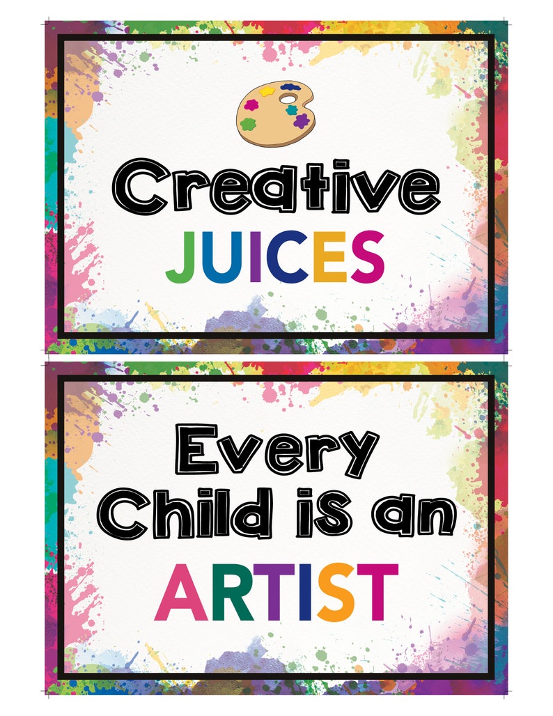 Printable Art Party Signs Set of 4, 5" X 7" Paint Party Signs, Art ...