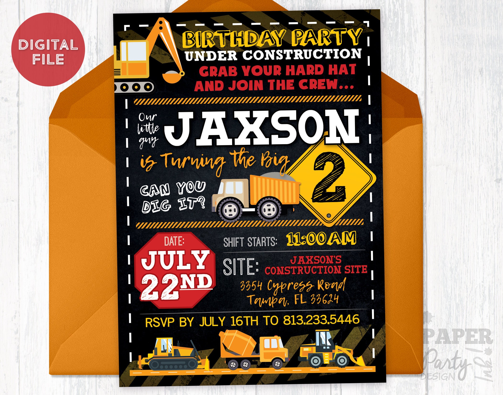 Construction Party Invitation Under Construction Birthday | Etsy