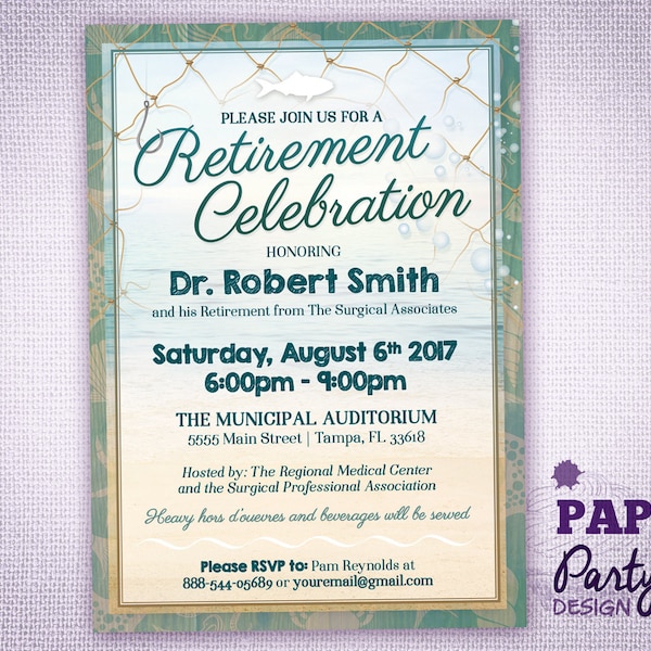 Beach Themed Retirement Invitation - Etsy
