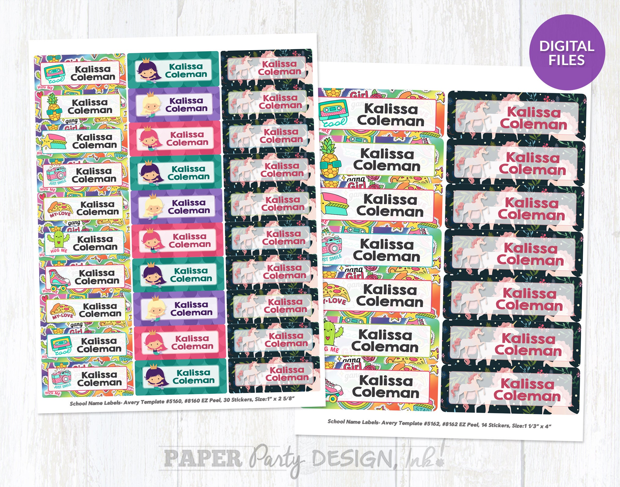 Printable Name Labels for School Personalized Name Stickers | Etsy