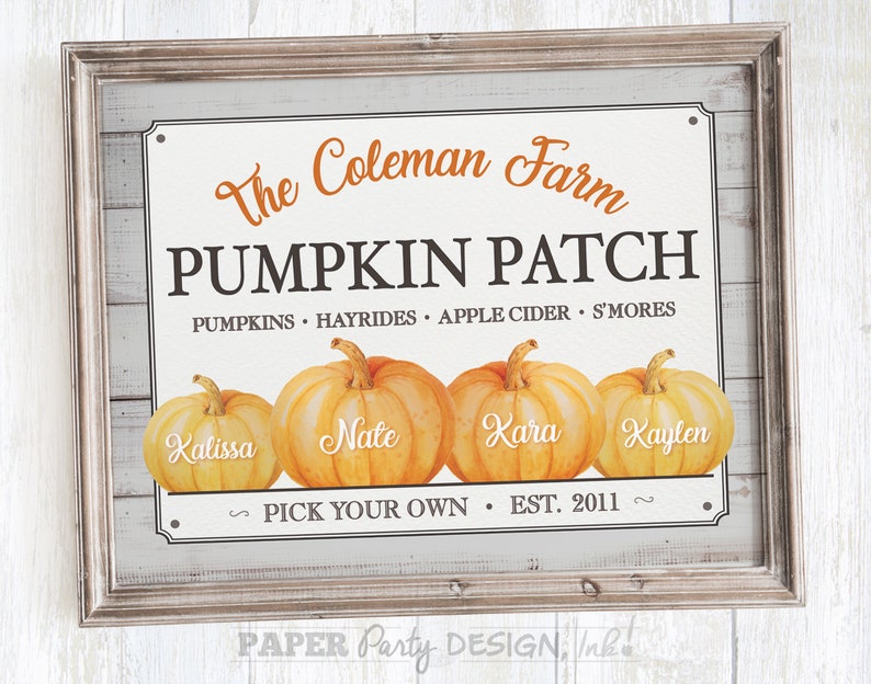 Fall Wall Art Pumpkin Patch Printable Fall Family Sign - Etsy