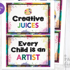 Printable Art Party Signs Set of 4, 5" X 7" Paint Party Signs, Art ...