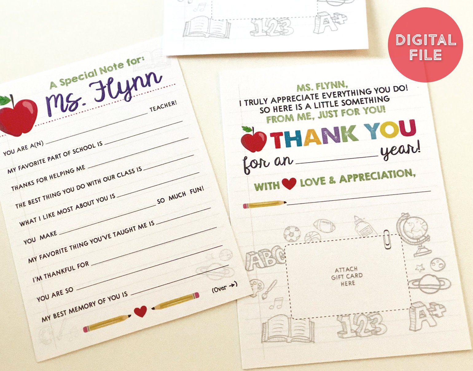 Teacher Appreciation Thank You Note Teacher Appreciation - Etsy