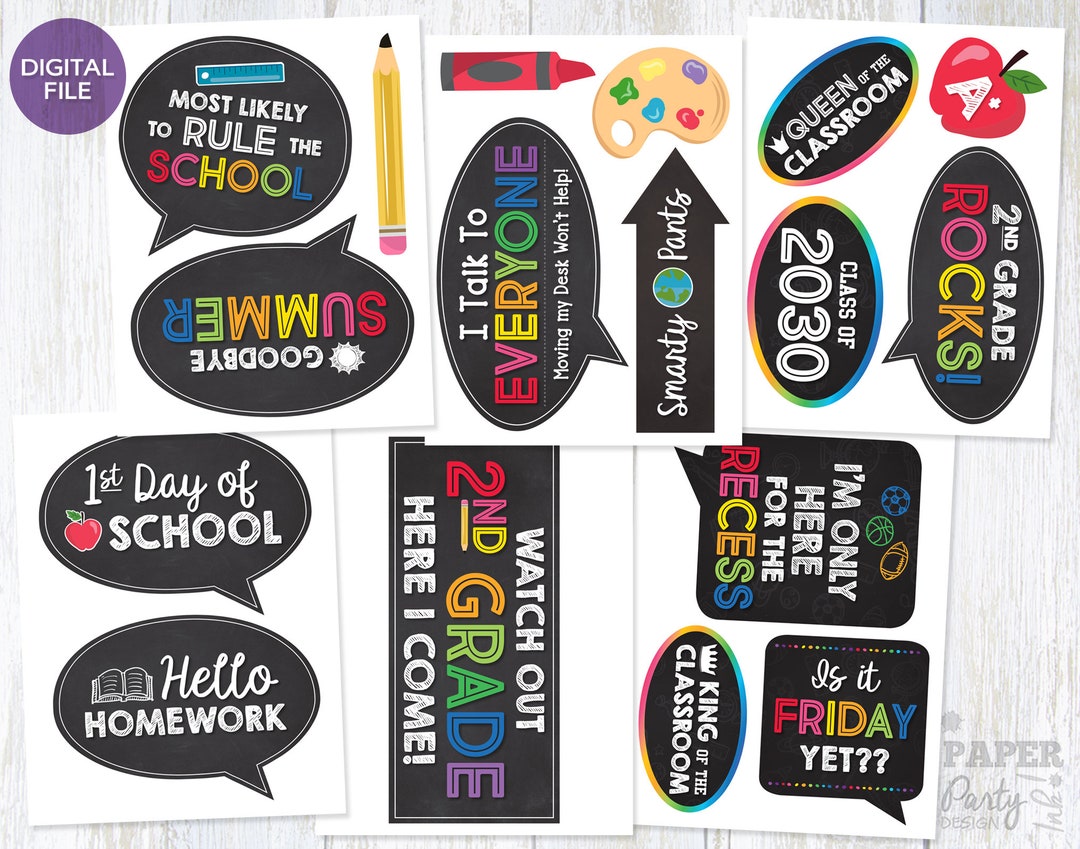 Back to School Photo Prop Set, 1st Day of School Photo Props Digital ...
