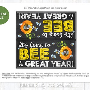 Printable Back to School Bag Topper, It's Going to BEE a Great Year Bag ...