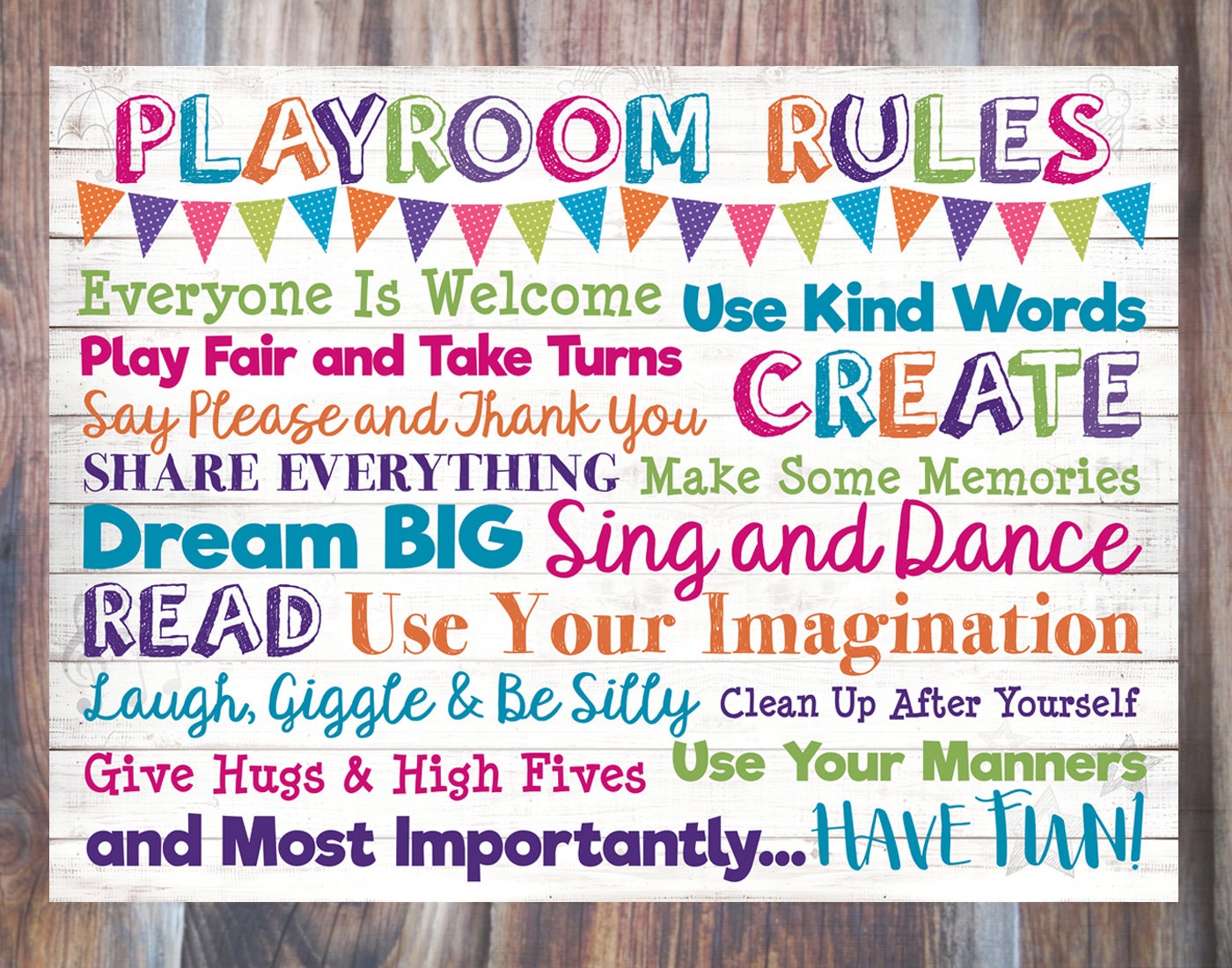 Playroom Rules Printable 30 H X 40 W Girls' - Etsy