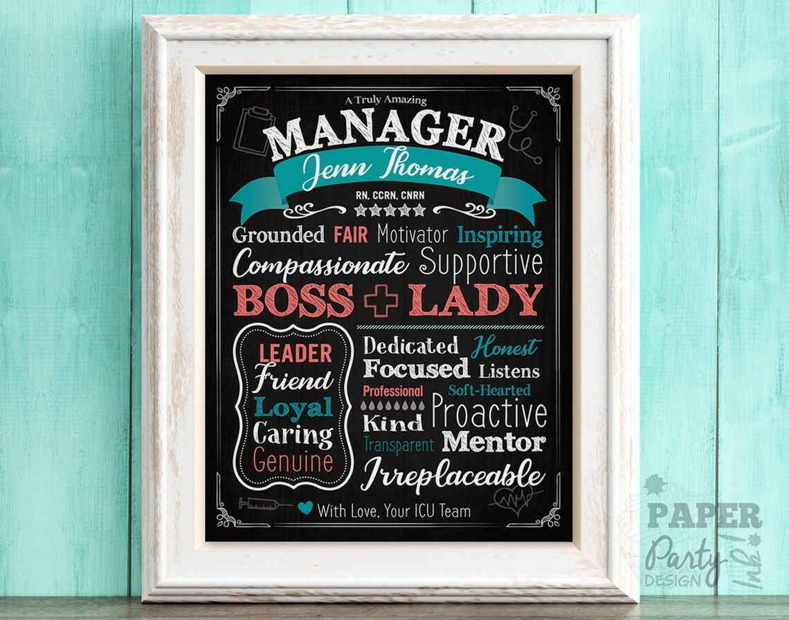 Boss Appreciation Wall Art, Manager Appreciation Printable, 16" X 20 ...