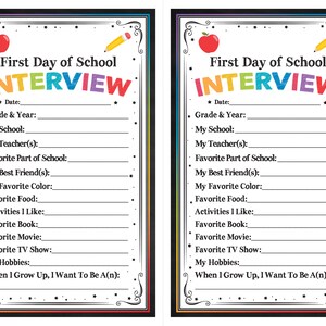 Printable Generic Interview Sheets for the School Memory Box Kit, DIY ...