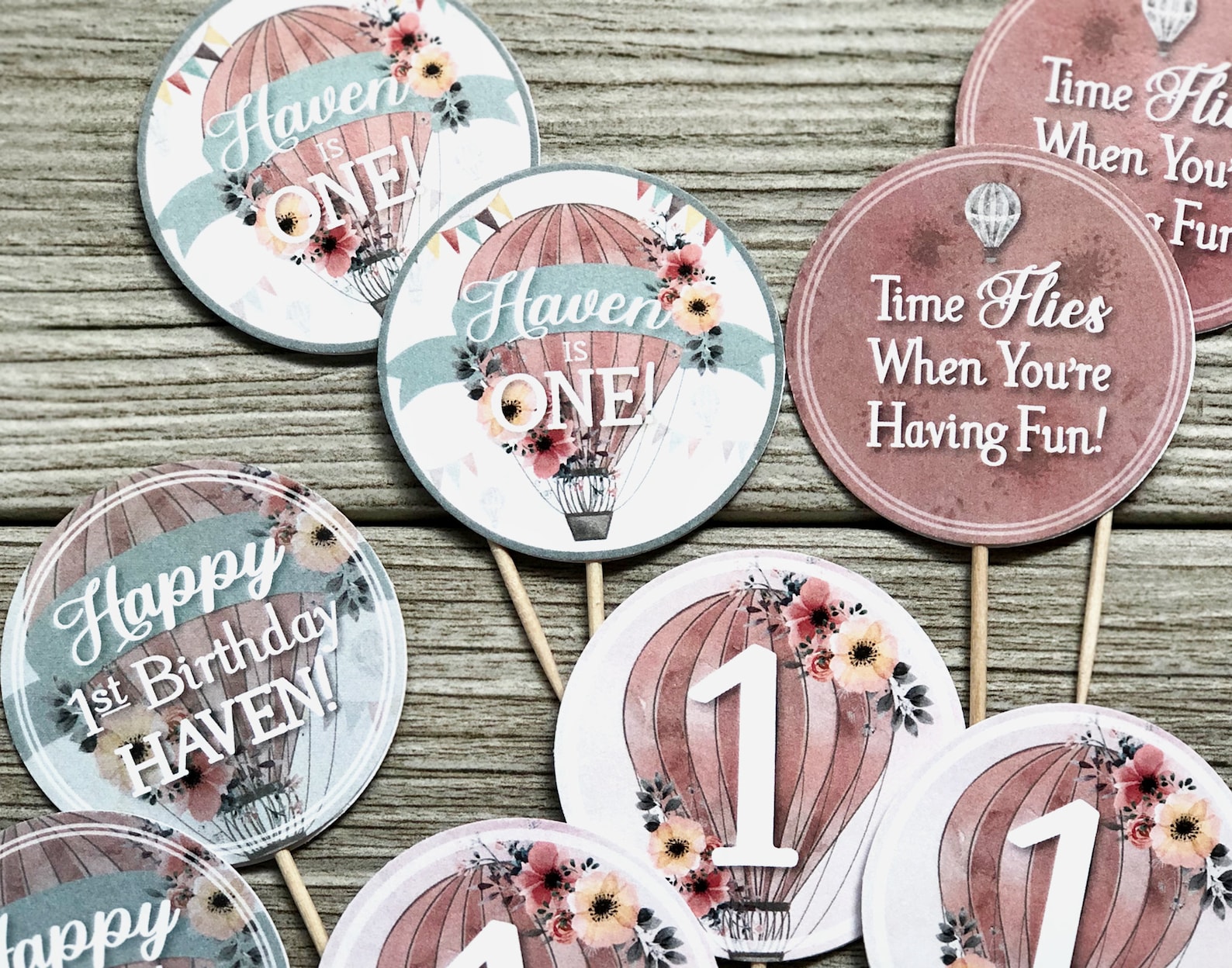 Printable Hot Air Balloon Birthday Cupcake Toppers Hot Air - Etsy