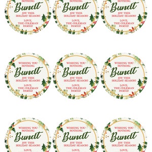 Printable Holiday Bundt Cake Tags, Christmas Bundt Cake Gift Tags ...