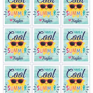 Digital Have a Cool Summer Tags, Summer Favor Tags for School ...