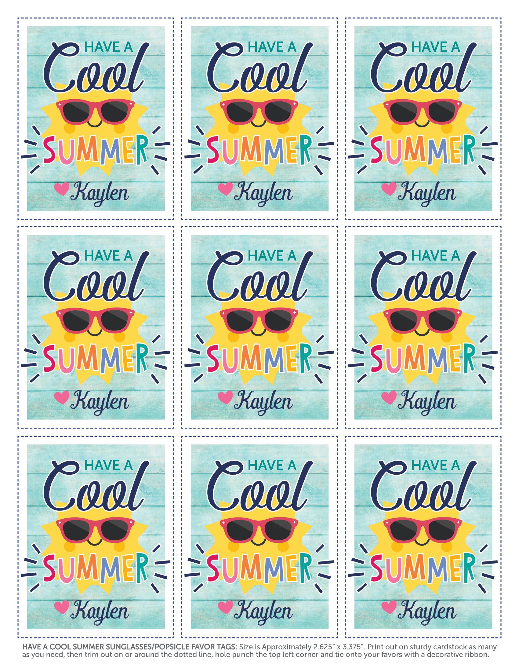 Digital Have a Cool Summer Tags Summer Favor Tags for School - Etsy