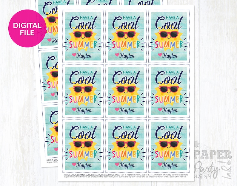 Digital Have a Cool Summer Tags Summer Favor Tags for School - Etsy