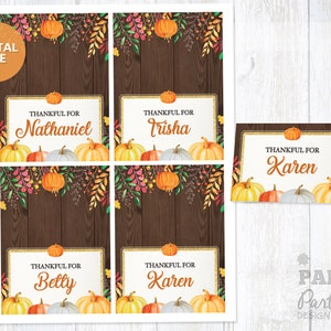 Thanksgiving Printable Name Cards, Fall Printable Place Cards ...