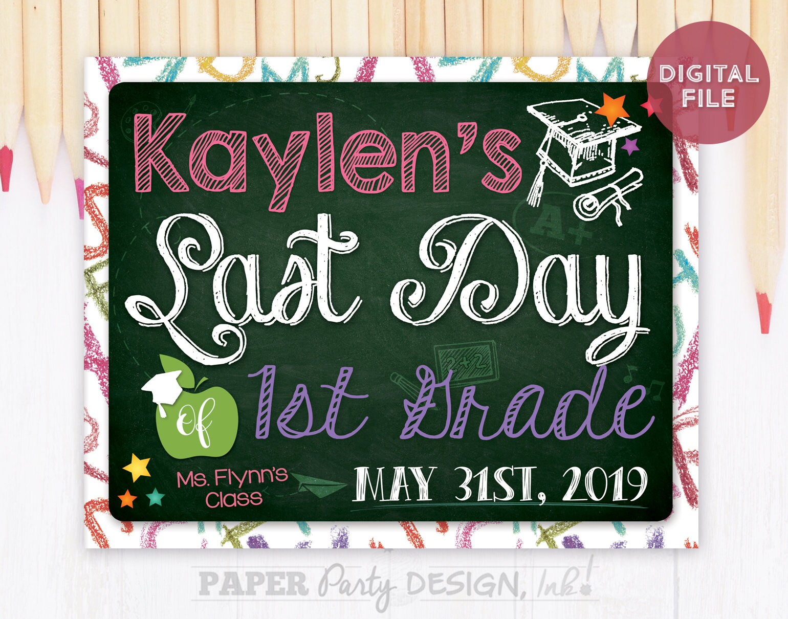 8" X 10" Personalized School Last Day Graduation Sign, Last Day School ...